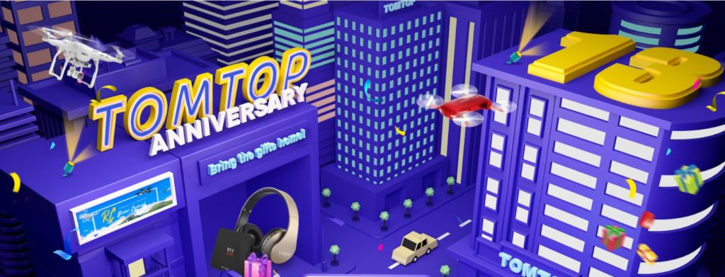Celebra el aniversario de TOMTOP con exclusivos descuentos