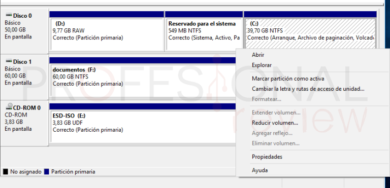 Como utilizar administrador de disco duro en Windows 10