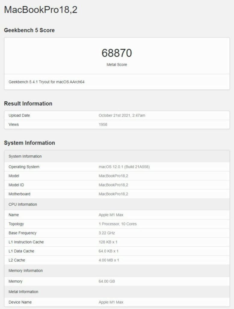 Apple M1 Max es 3 veces más rápido que el M1, benchmark filtrado