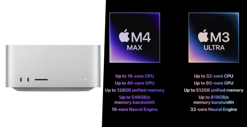 Mac Studio anunciado con los SoC M3 Ultra y M4 Max